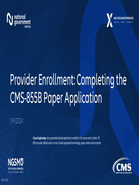 Fillable Online Provider Enrollment Completing The Cms 855b Paper
