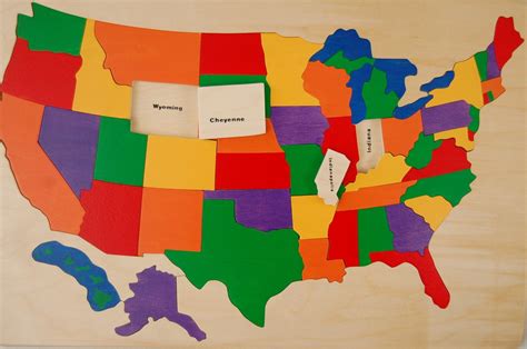 Wooden Map Puzzle Of The Usa Has States And Capitals Chunky Pieces