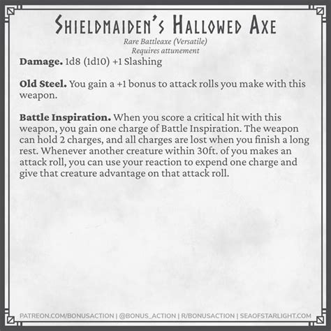 Shieldmaidens Hallowed Axe R Bonusaction
