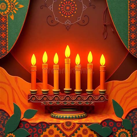 Kwanzaa Art With Kinara Candles Stock Illustration Illustration Of