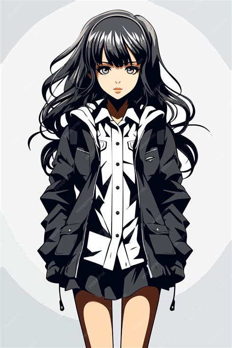 Niña Joven Estilo De Anime Personaje Vector Diseño De Ilustración Manga