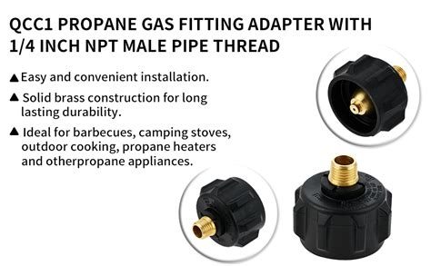 4 Pack Qcc1 Nut Propane Adapter 14 Npt Male Pipe Thread