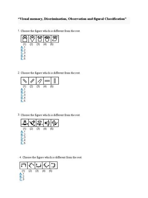 visual memory discrimination observation figural classification