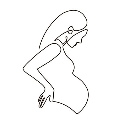 Arte De Linha De Mulher Grávida Silhueta De Mulher Ilustração