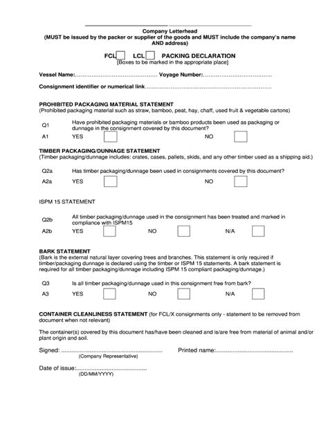 Uk Packing Declaration Fill And Sign Printable Template Online Us Legal Forms