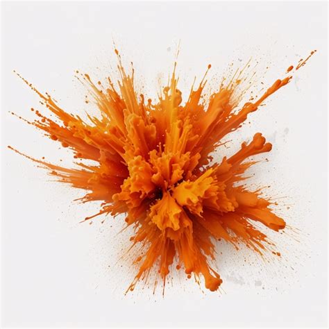 Orange Color Explosion Isolated On White Premium Ai Generated Image