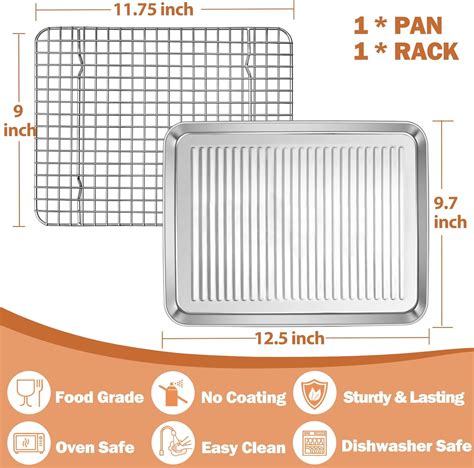 Hythu Baking Oven Pan With Wire Rack Stainless Steel Baking Oven Sheet