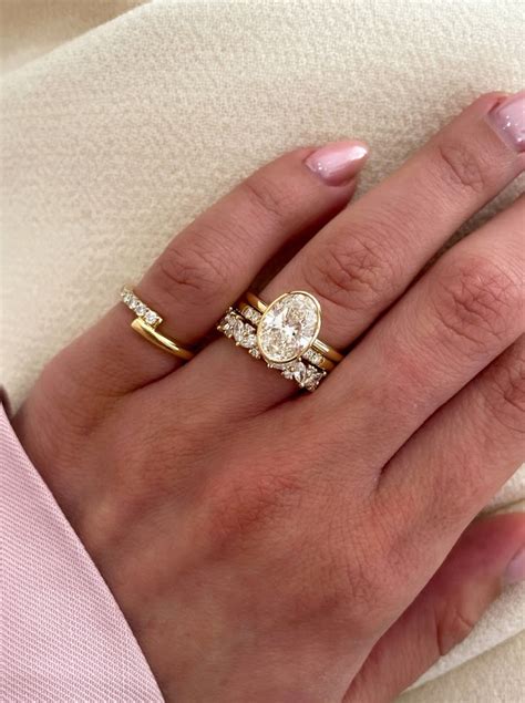 Oval Bezel Engagement Ring Stack In 2025 Dream Engagement Rings