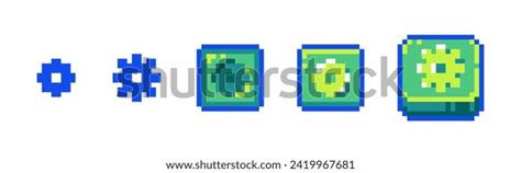 Pixel Gear Icon Set Retro Game Stock Vector Royalty Free 2419967681