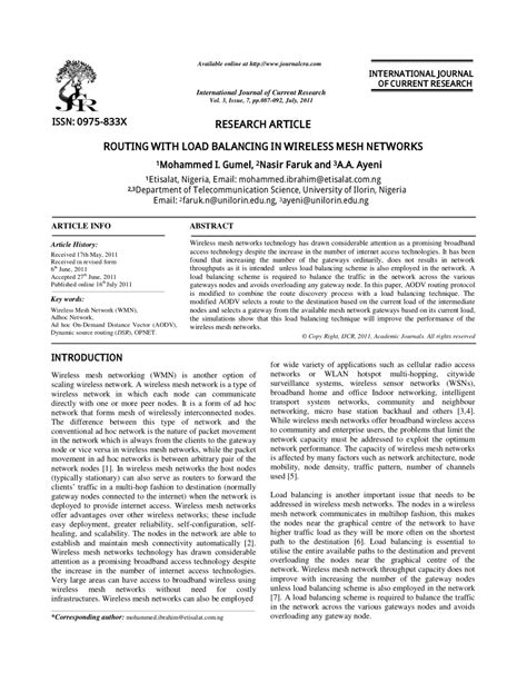Pdf Routing With Load Balancing In Wireless Mesh Networks