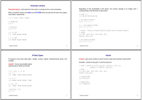 R Data Types Character Vectors Factor