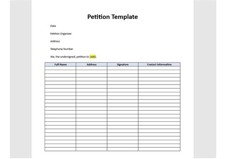 Print Petition Template