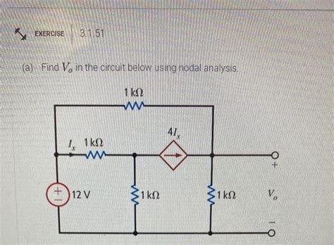 Solved A Find Vo In The Circuit Below Using Nodal