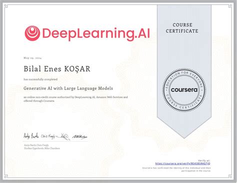 Enes KoŞar On Linkedin Generativeai Ai Deeplearning Coursera Aws Certification