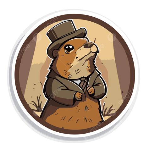 Cute Sticker Depicting A Groundhog As A Detective Clipart Vector Free Groundhog Day Free