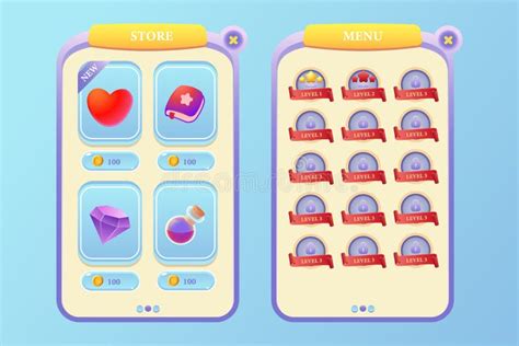 Game Asset Ui Design Cartoon Element With Elegant And Colorful Stock