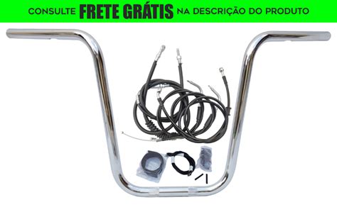 Kit Guidão Seca Sovaco 14 Pol Altura Tubo 1 Pol Cromado Harley Davidson Deluxe