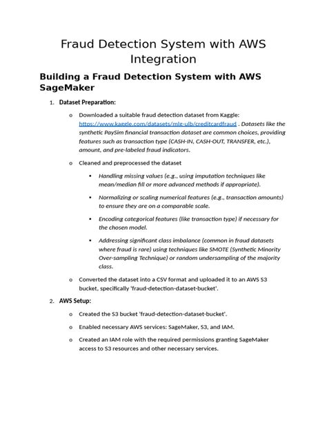 Fraud Detection System With Aws Integration Pdf Computer Science