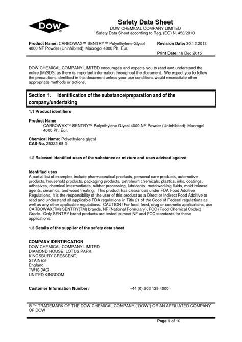 Polyethylene Glycol 4000 Sds Polyethylene Glycol 4000 Fiche De