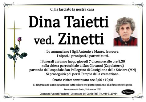 Dina Taietti Ved Zinetti Onoranze Funebri Facciotti