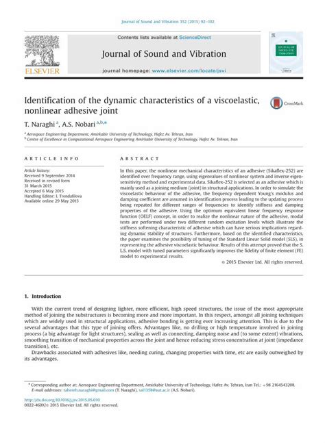 Pdf Identification Of The Dynamic Characteristics Of A Viscoelastic