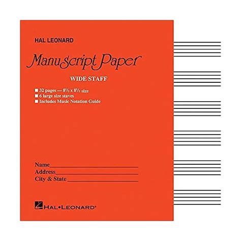 Wide Staff Manuscript Paper Red Cover Hal Leonard Corp Reverb