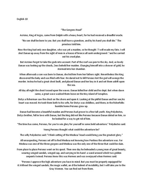 The Gorgons Head Pdf Medusa Greek Mythology