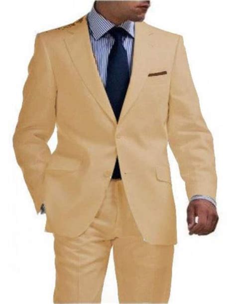 Linen Suit Mens Summer Suits Sand Color Beach Wedding — Mensusa