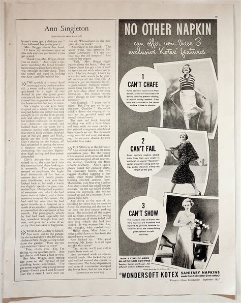 Wondersoft Kotex Sanitary Napkins Magazine Ad 1937 Womens Health Ebay