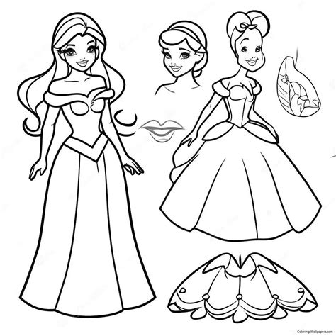 Disney Princess Paper Doll Coloring Page 33053 26130