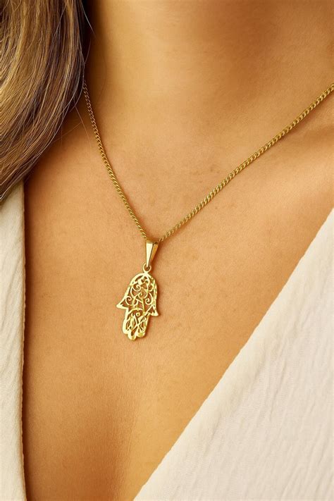 9ct Gold Hamsa Pendant Optional Chain Etsy