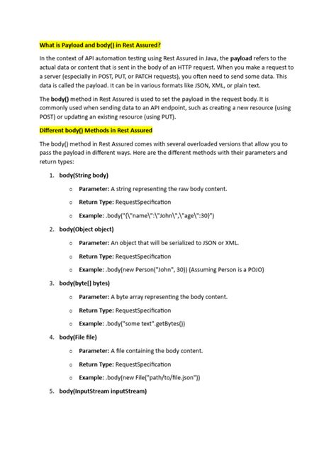 Payload Body Restassured Pdf Json Computer Science
