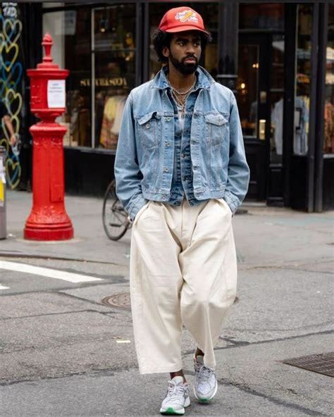 La Street Style Mens Mens Street Style 2024 Blue Denim Jacket Outfits Mens Fashion Urban