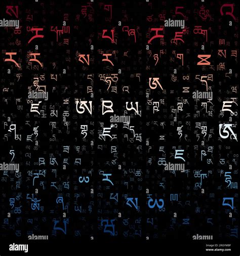 Matrix Background Random Letters Of Tibetan Alphabet Gradiented