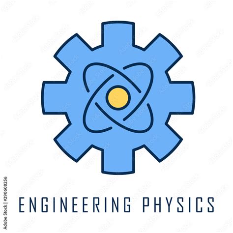 Engineering Physics Color Icon Nanotech Cogwheel And Atom Structure