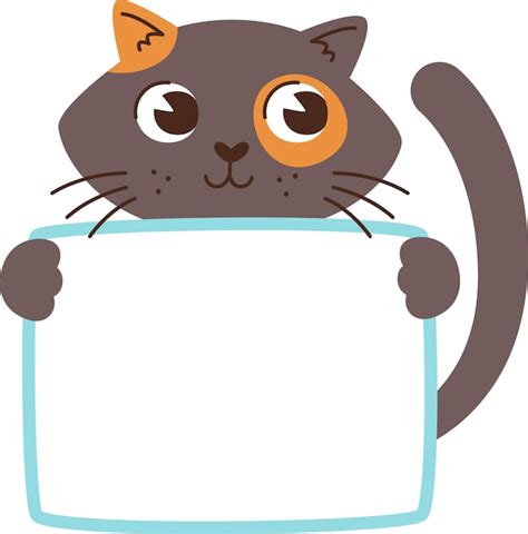 Premium Vector Kitten Holding Blank Card
