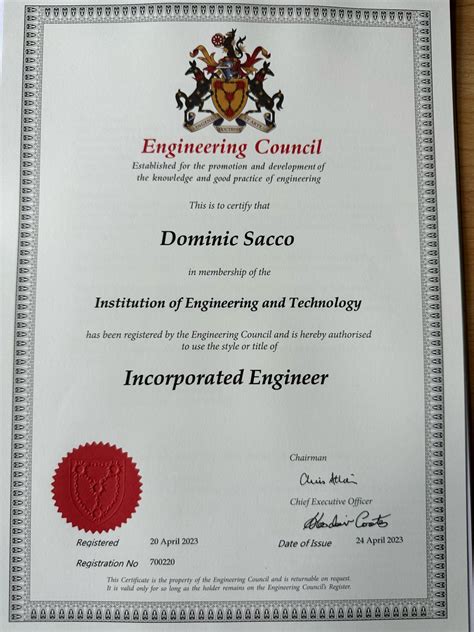 Proud To Receive My Ieng Certificate Today From The Engineering Council