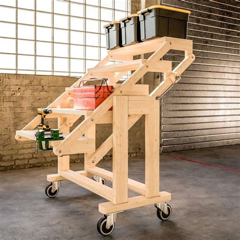 Transforming Shelf Workbench Convertible Shelf Table On Wheels Build Plans Digital Build