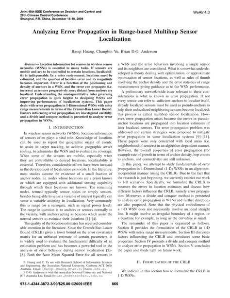 Pdf Analyzing Error Propagation In Range Based Multihop Sensor