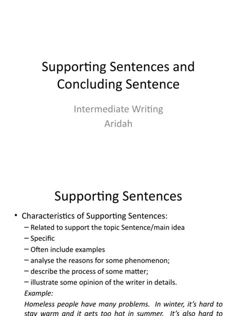 Supporting Sentences E3 M22 Concluding Sentences Pptx