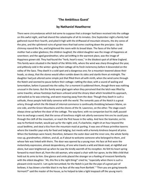 The Ambitious Guest Grade A ‘the Ambitious Guest By Nathaniel