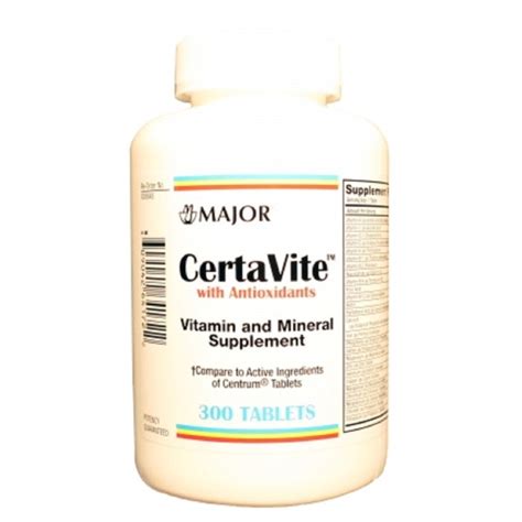 Major Certa Vite Ascorbic Acid Vitamin And Mineral Supplement Tablets 60