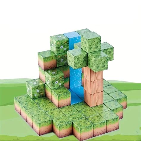 Set 64 Cuburi Magnetice Minecraft Magnetic Jucarii Stem Creative