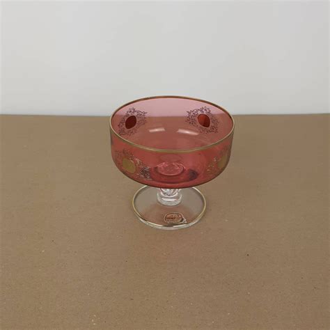 Czech Bohemian Ruby Crystal Glass Bowls Vintage Bohemia Glam Etsy