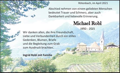 Traueranzeigen Von Michael Robl Schwarzwälder Bote Trauer