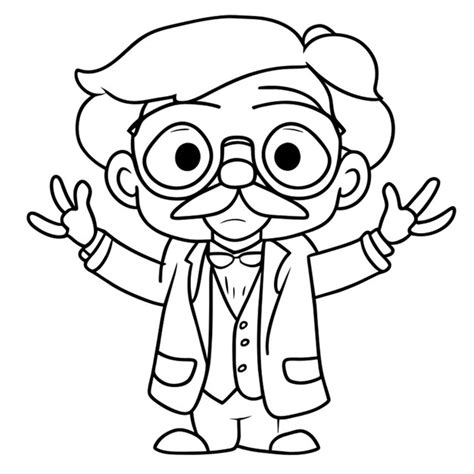 Vector Dessiné à La Main Par Le Professeur Illustration De Dessin Animé Illustration Vectorielle