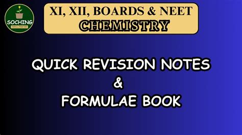 Neet Chemistry Quick Revision Notes And Formulae Book Soching