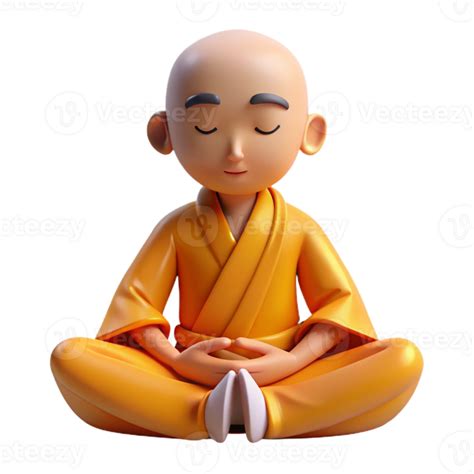 Elegant Traditional A Serene Anime Monk With Shaved Head And Orange