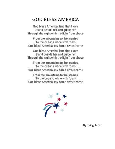 God Bless America Lyrics By Starlingavenue Issuu Worksheets Library
