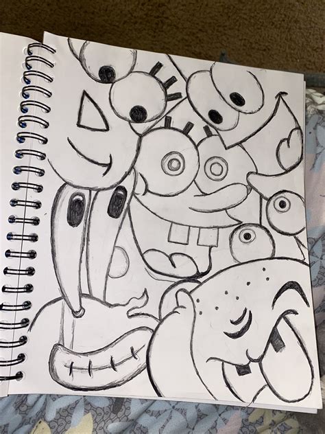Sponge Bob Drawing Uncolored Art Drawings Spongebob Drawings Easy